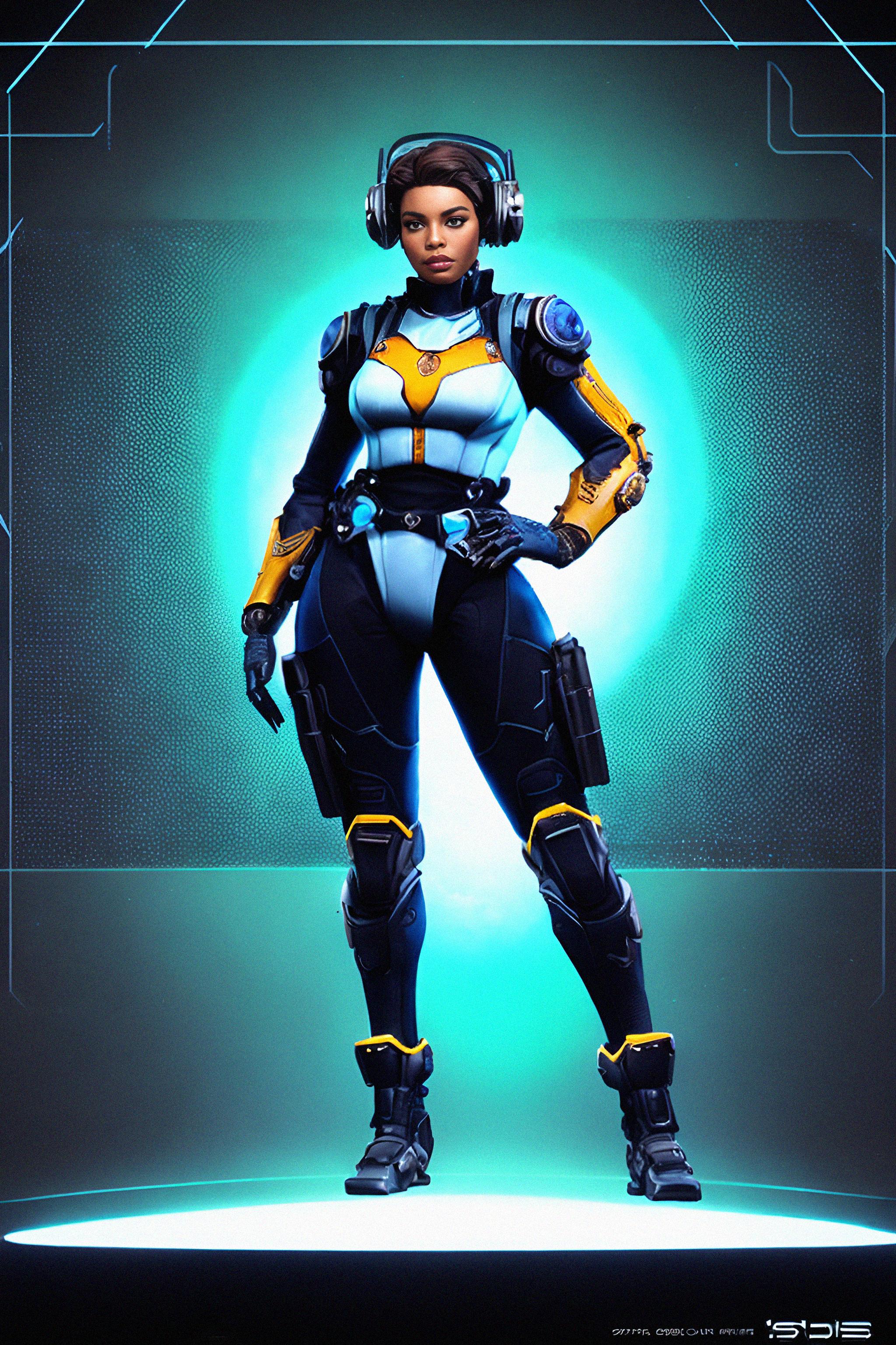 Woman in Overwatch, character shot, shot, concept art, intricate ...