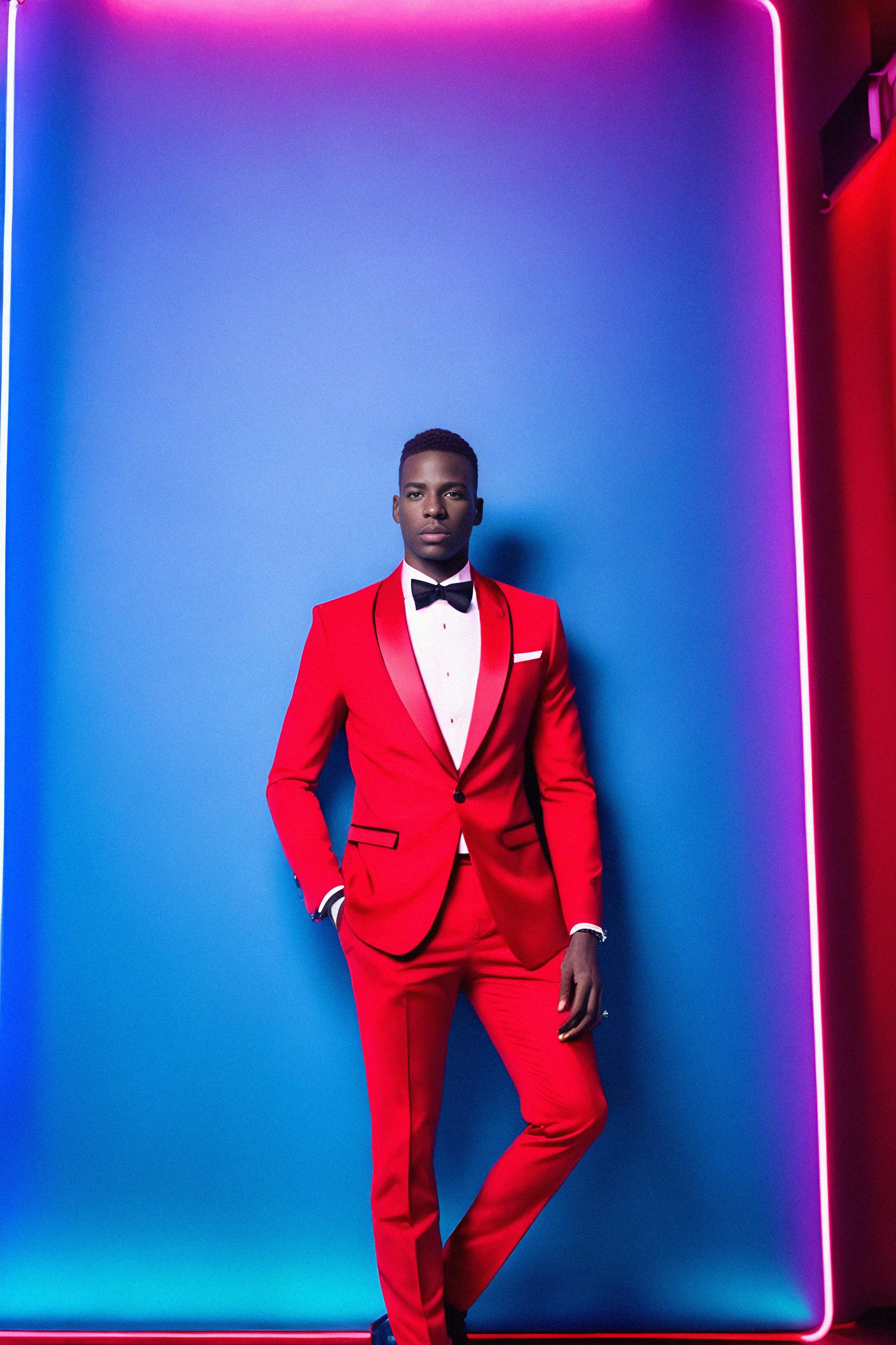 Man wearing (red suit) in night club neon lights - #8735268 - Royalty ...