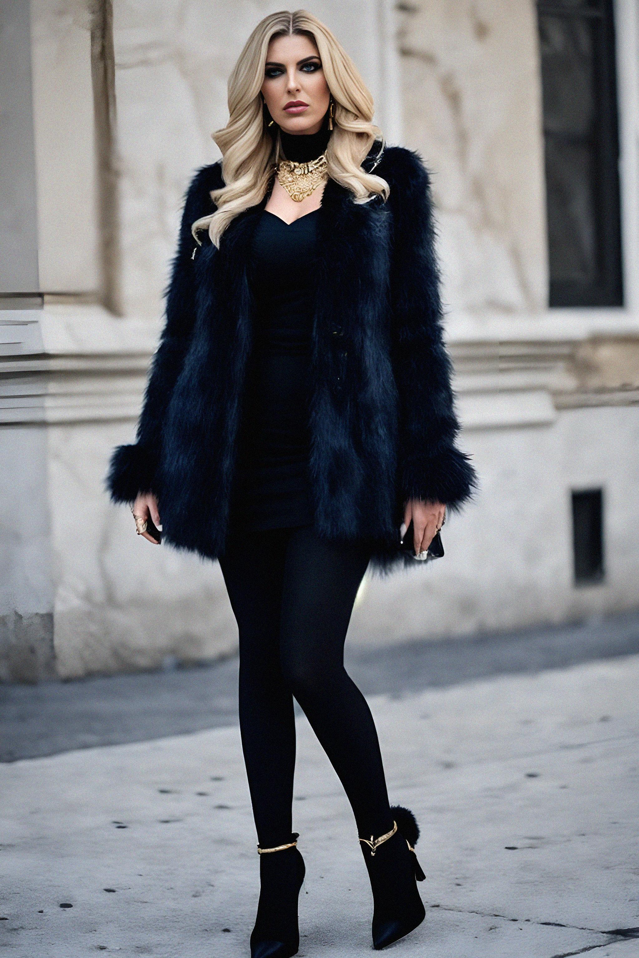 Beautiful woman as a mobster, mafia, mafia outfit, faux fur coats ...