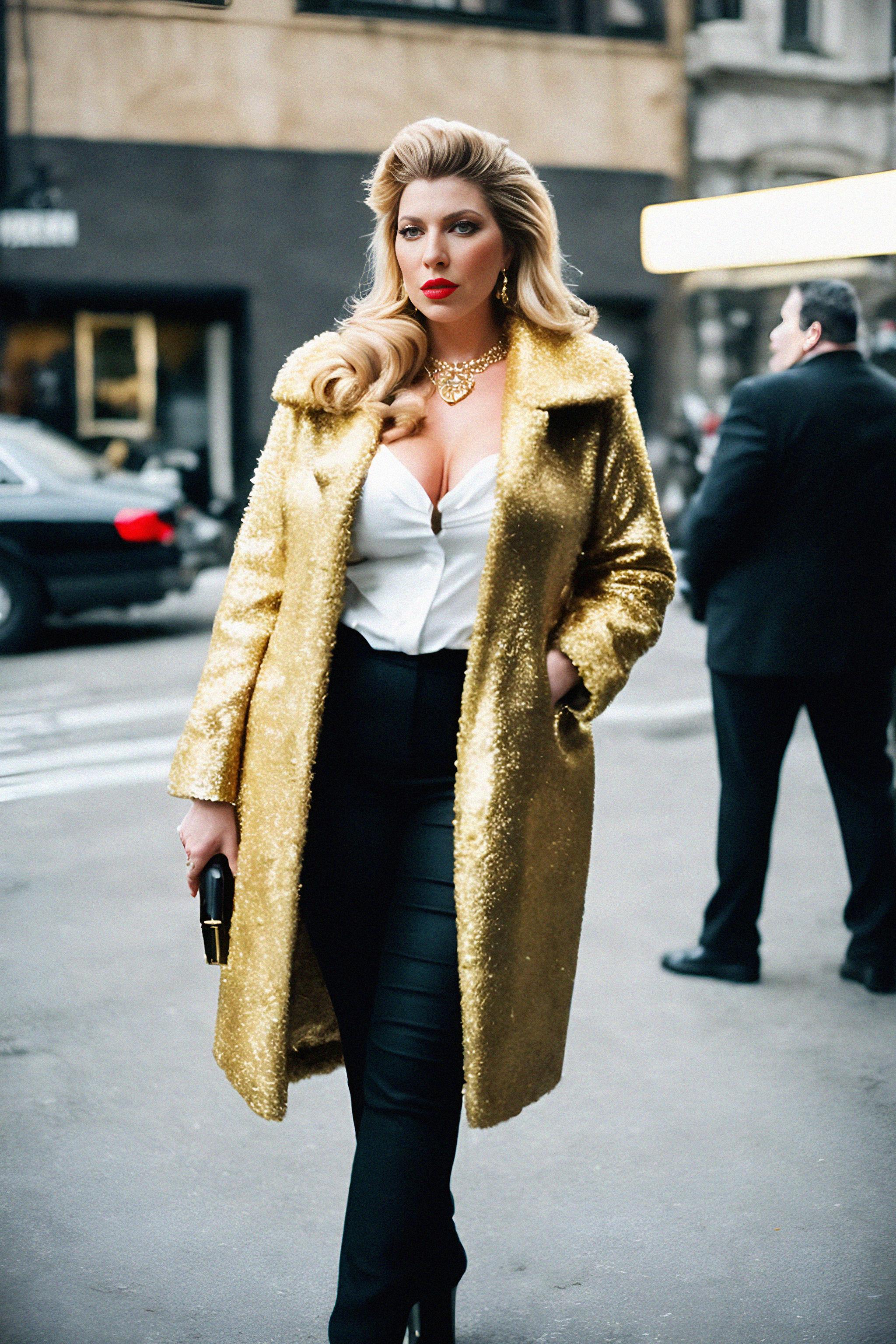 Beautiful woman as a mobster, mafia, mafia outfit, faux fur coats ...