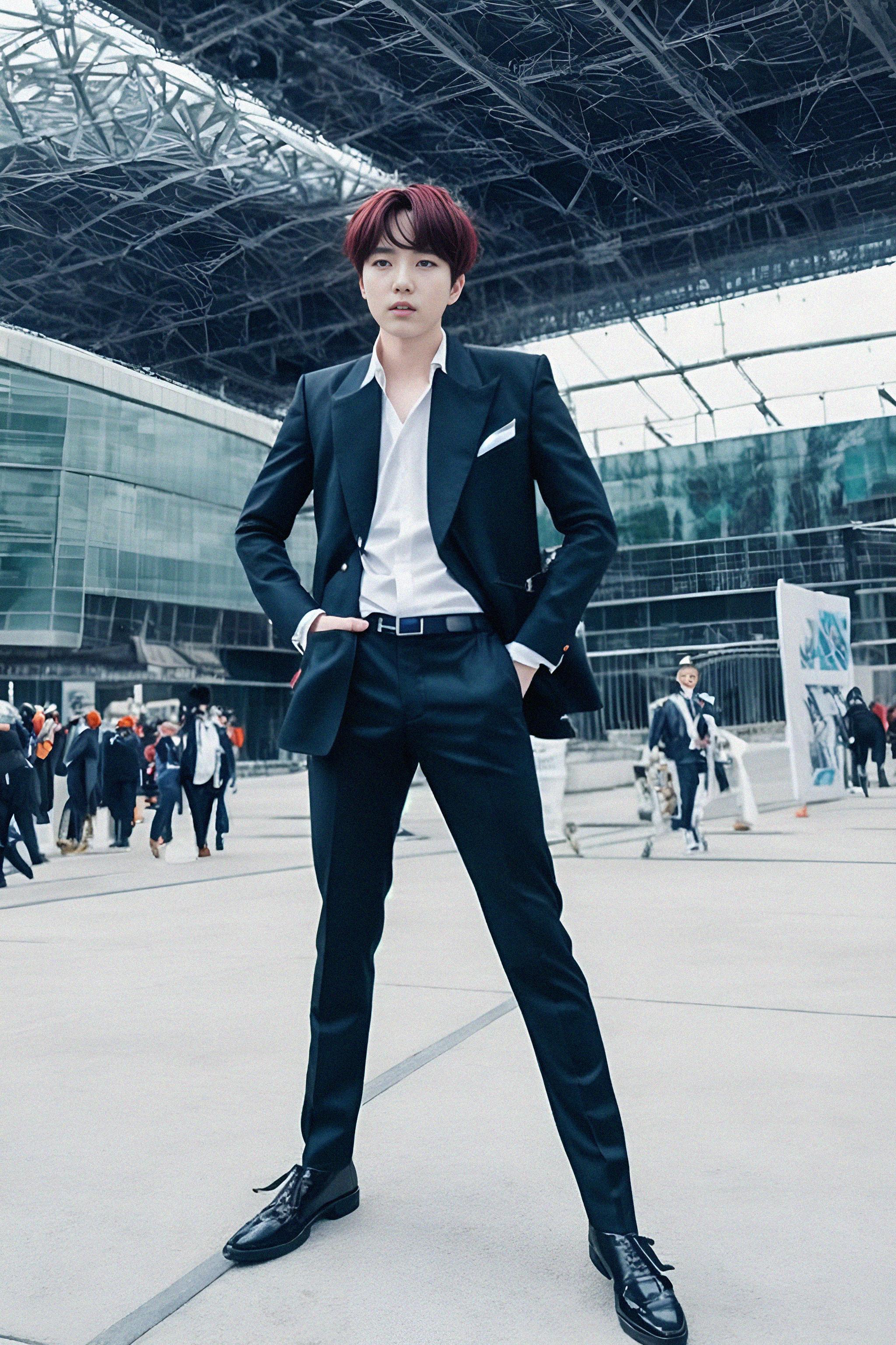 Cosplayer man as cosplay convention, outdoors at expo building ...