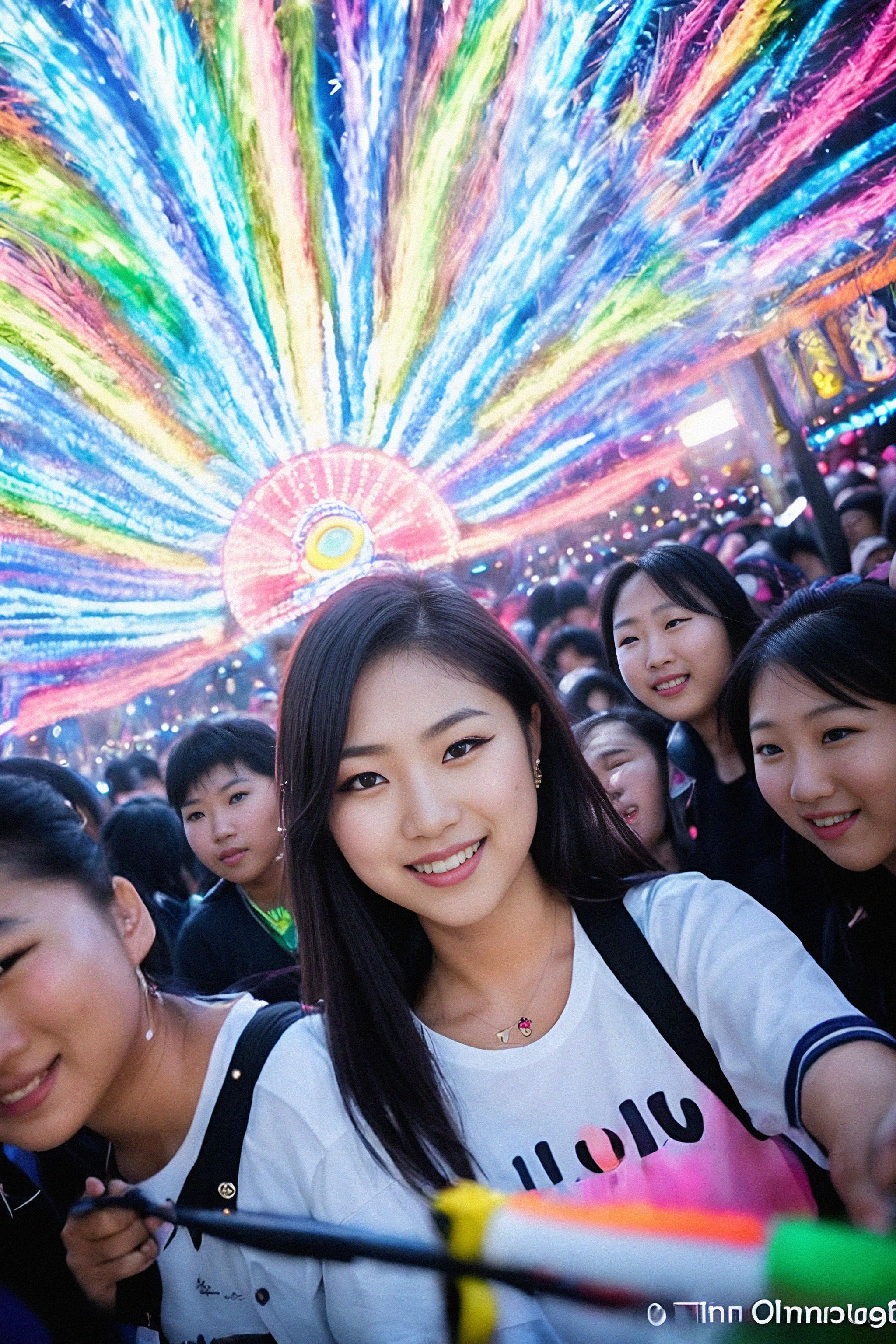 A stunning woman surrounded by a group of friends , capturing the sense ...