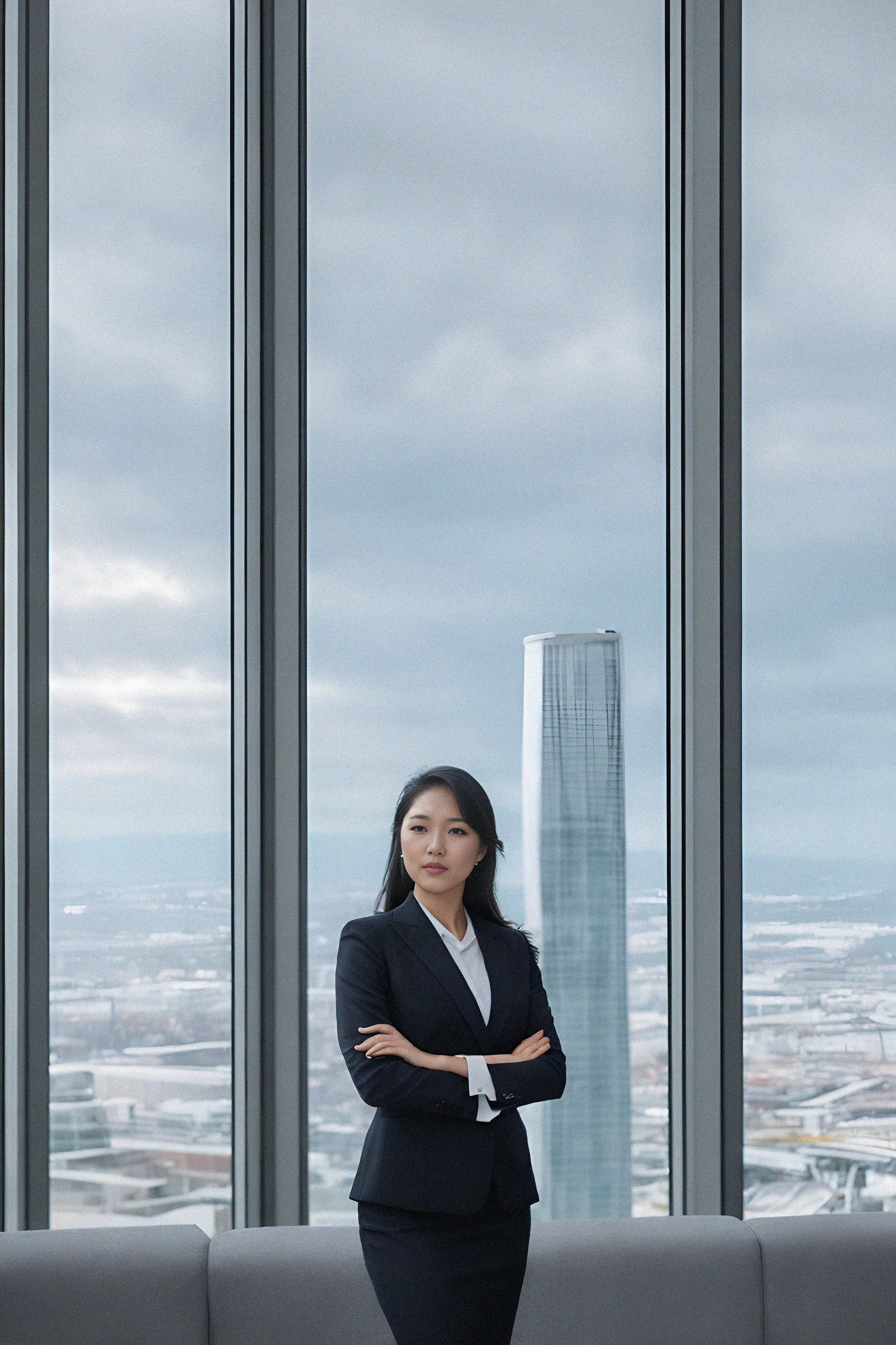 8k professional headshot of woman, crisp details, studio backdrop ...