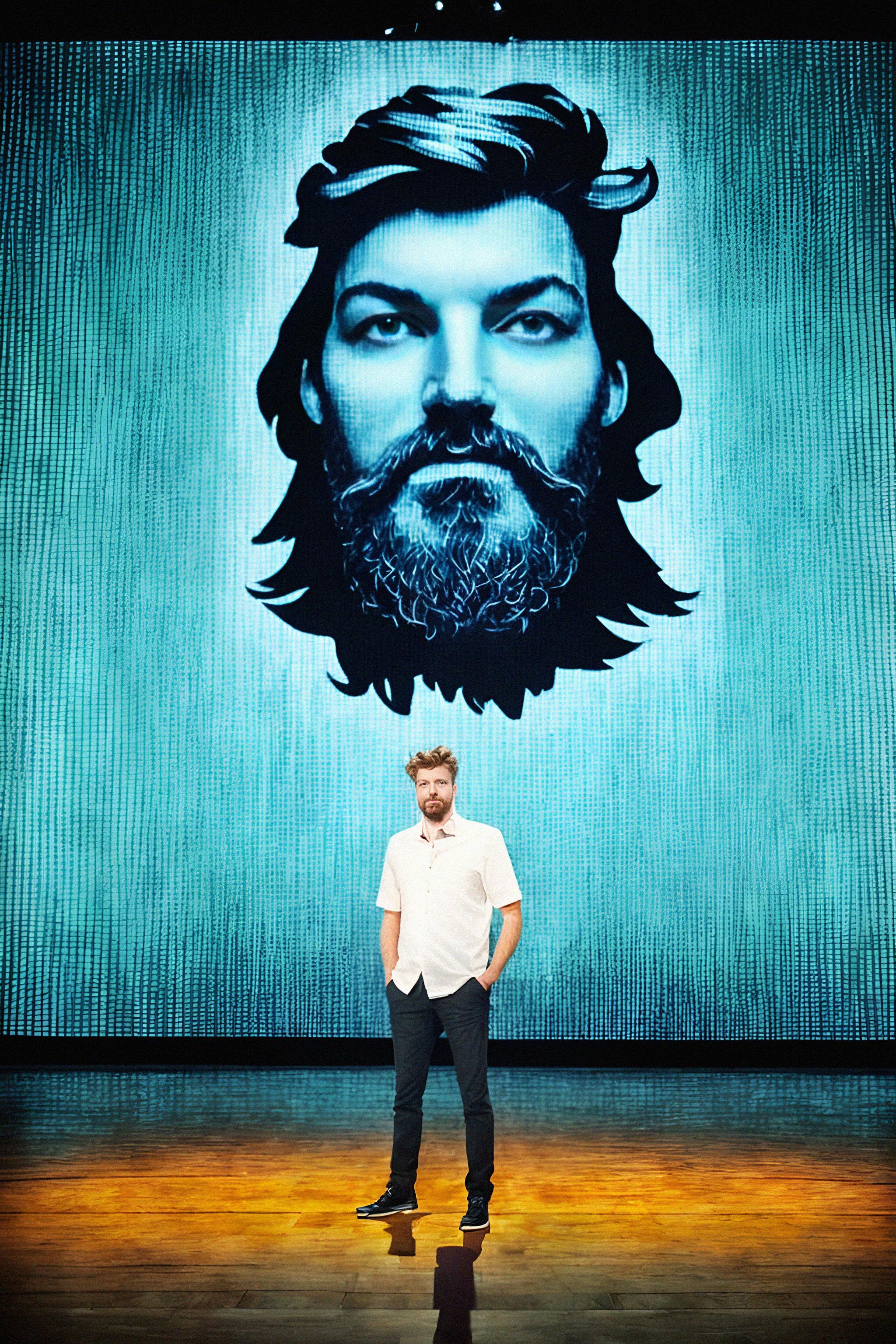 Man as a conference keynote speaker standing on stage at a conference ...