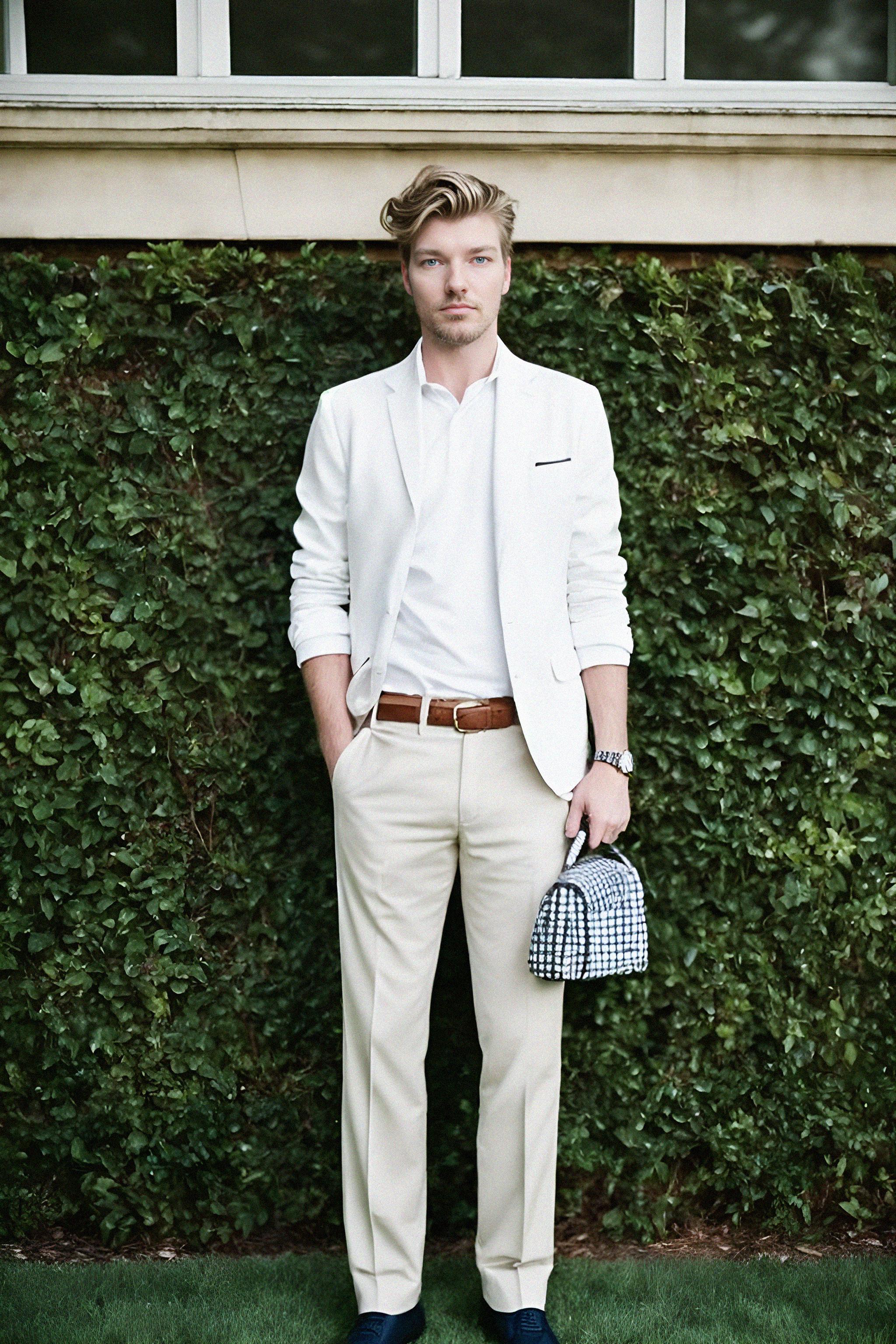 A man in preppy style, old money aesthetic, posh style, elite school ...