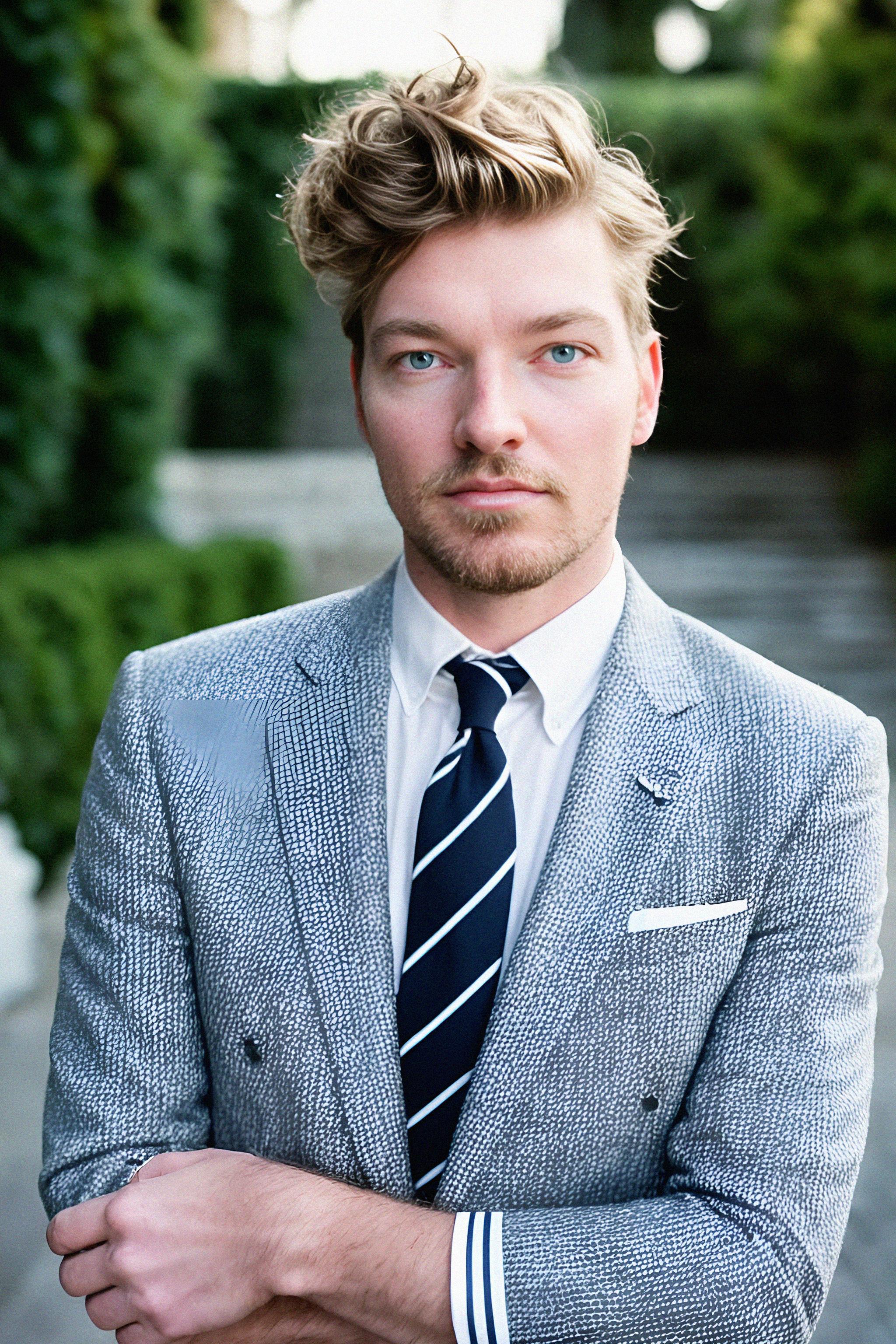 A man in preppy style, old money aesthetic, posh style, elite school ...