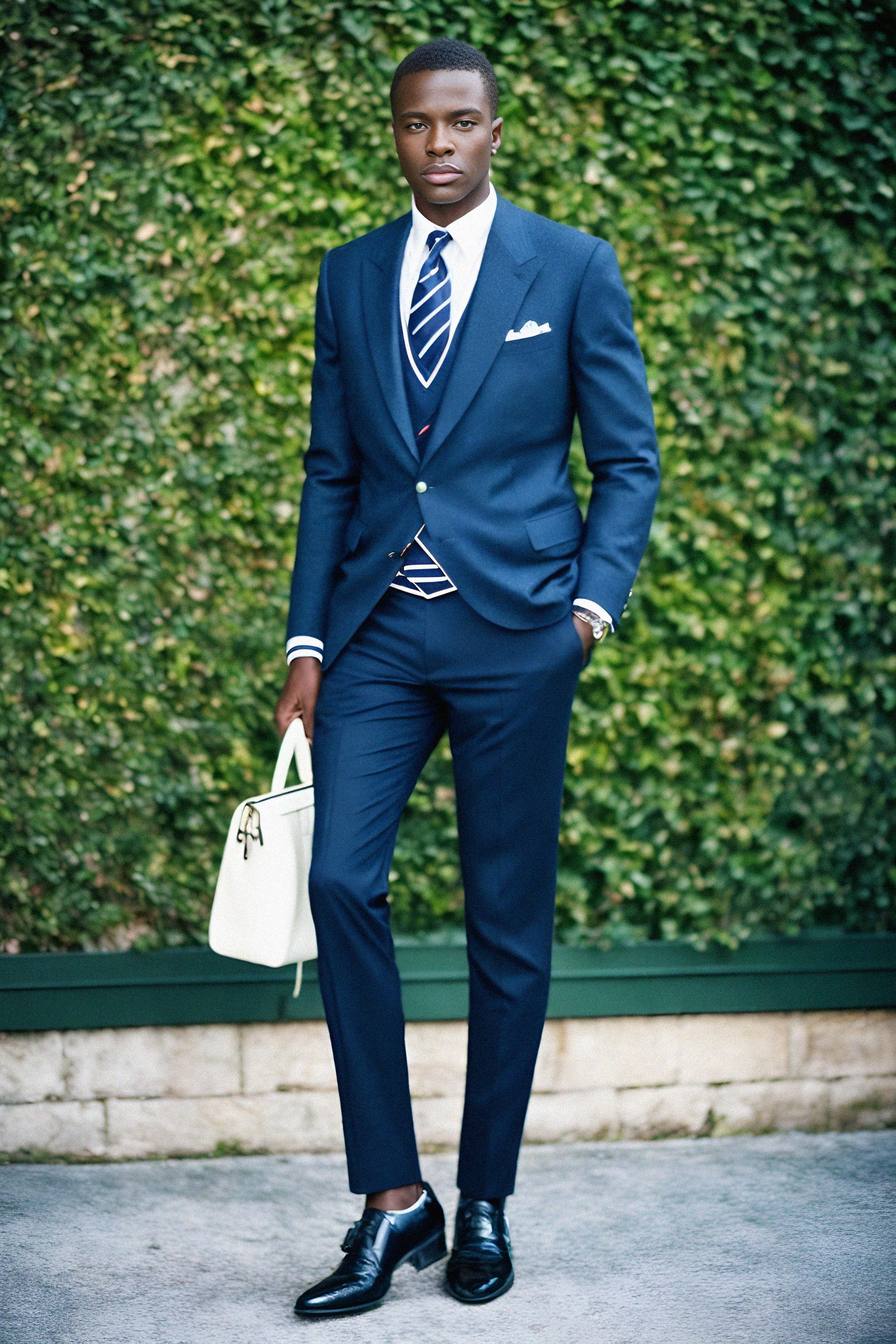 A man in preppy style, old money aesthetic, posh style, elite school ...