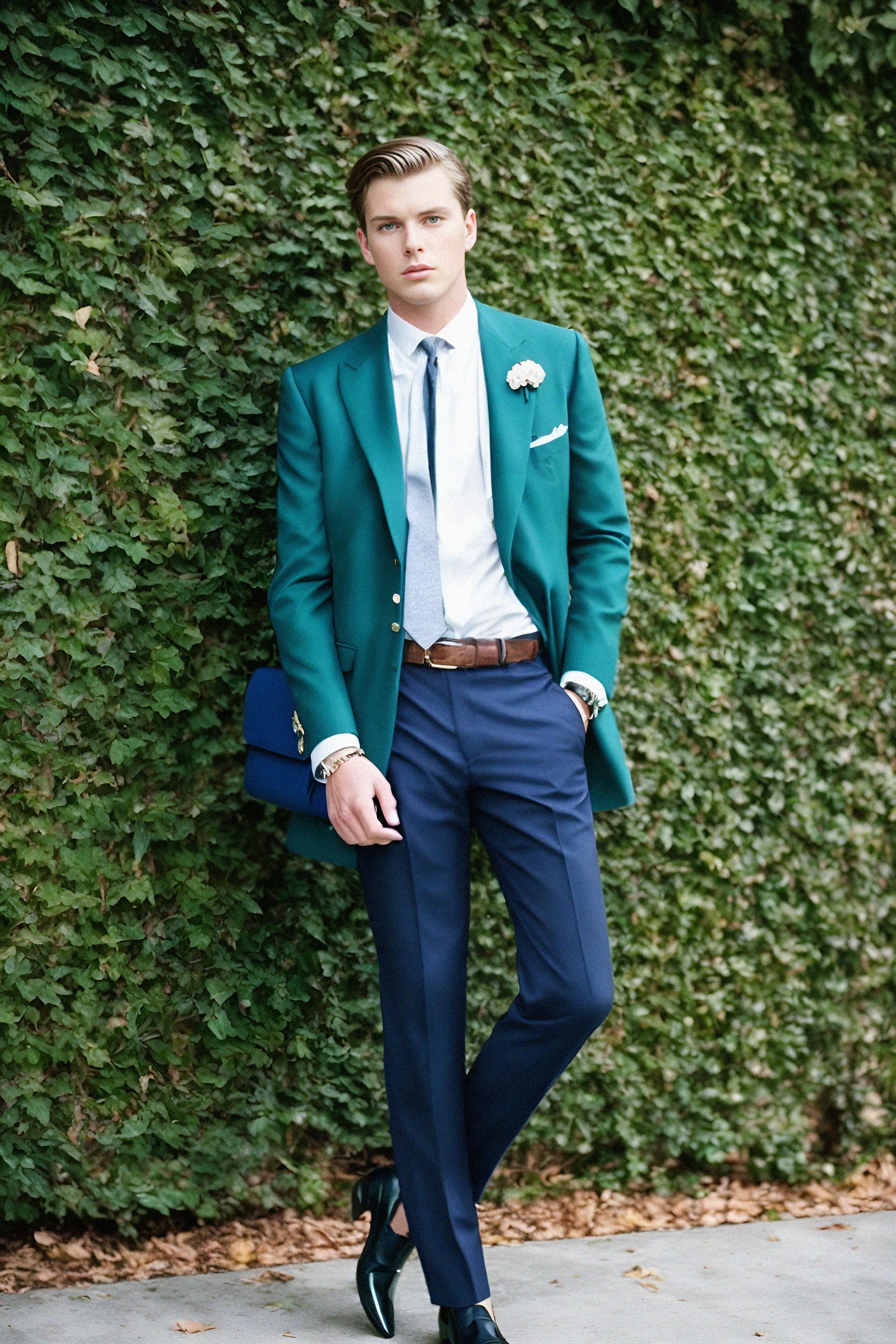A man in preppy style, old money aesthetic, posh style, elite school ...