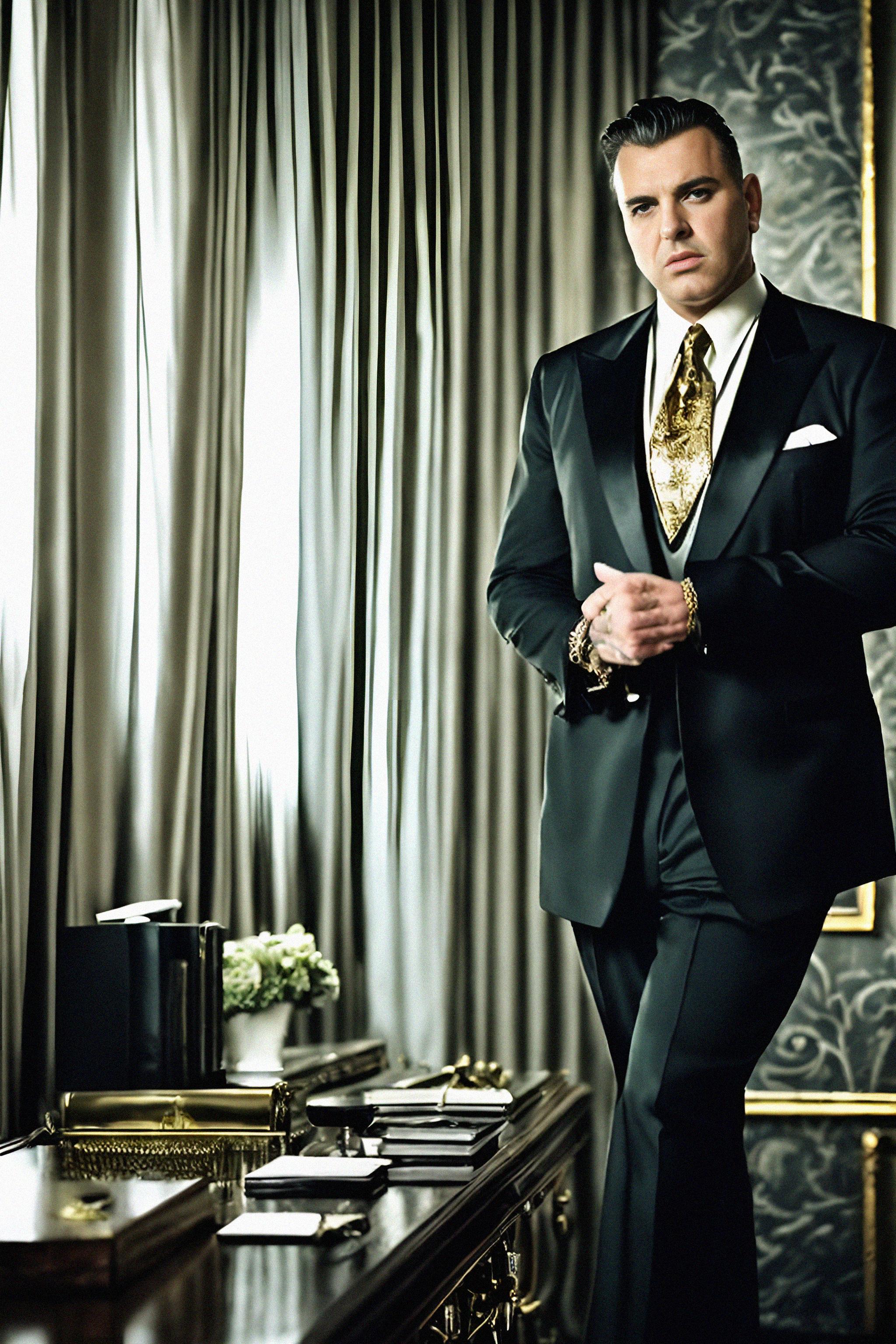 Beautiful man as a mobster, mafia, mafia outfit, tailored suits, chunky ...
