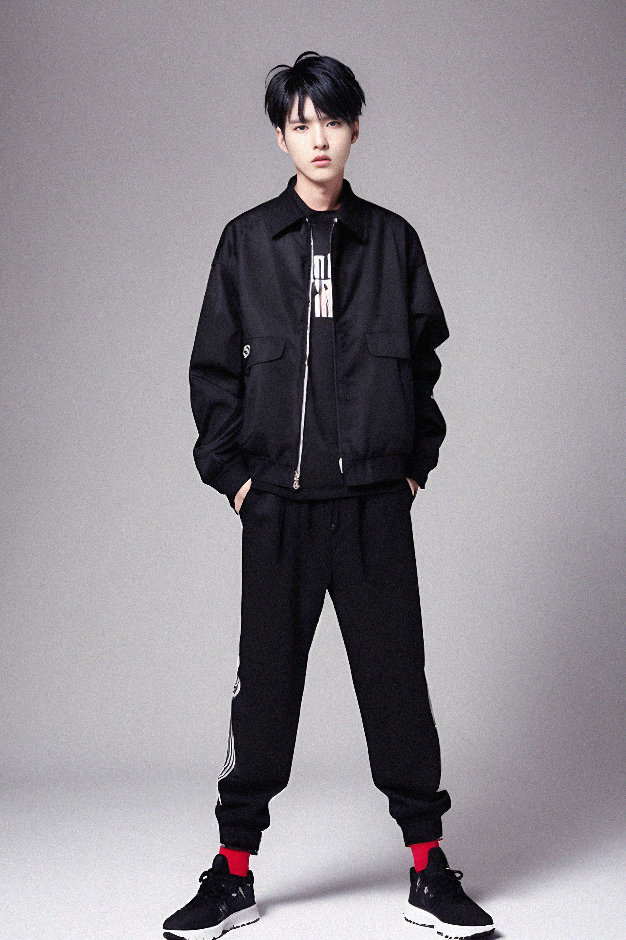 Korean man (with black hair) (as korean kpop k-pop idol) posing for ...