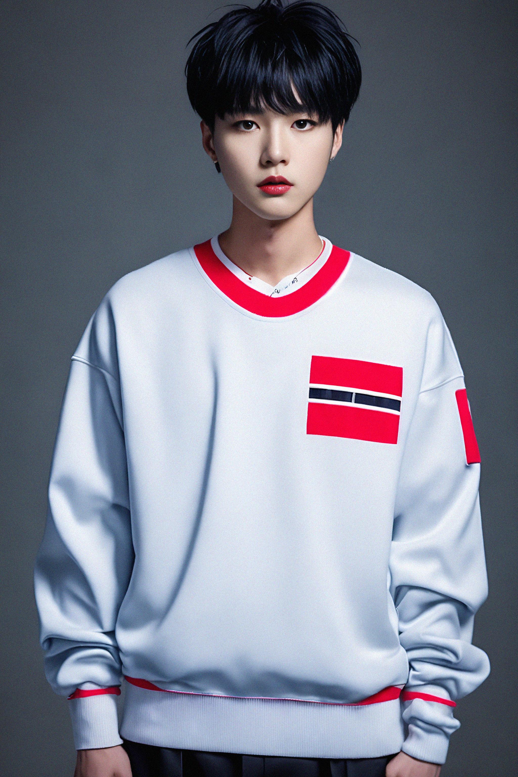 Korean man (with black hair) (as korean kpop k-pop idol) posing for ...