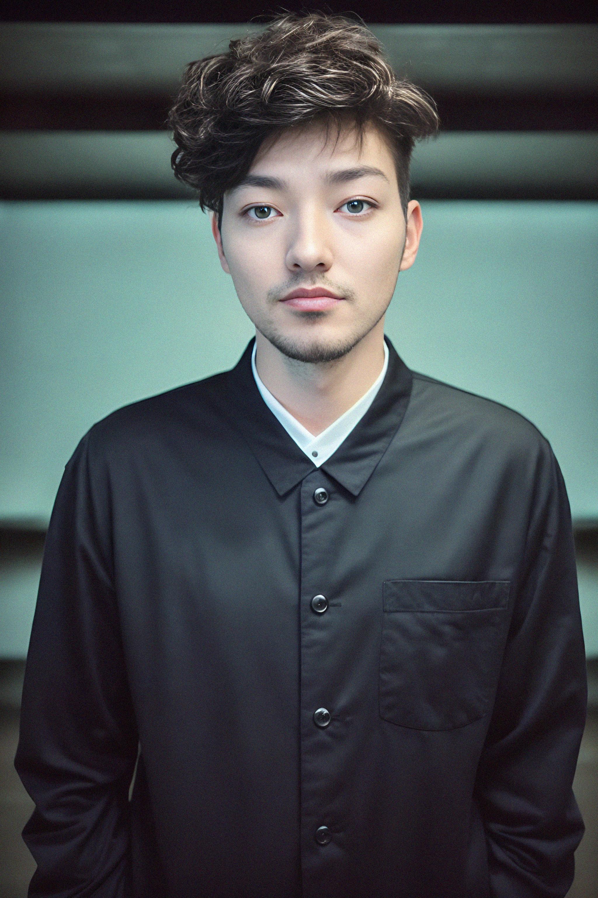 Korean man (with black hair) (as korean kpop k-pop idol) posing for ...