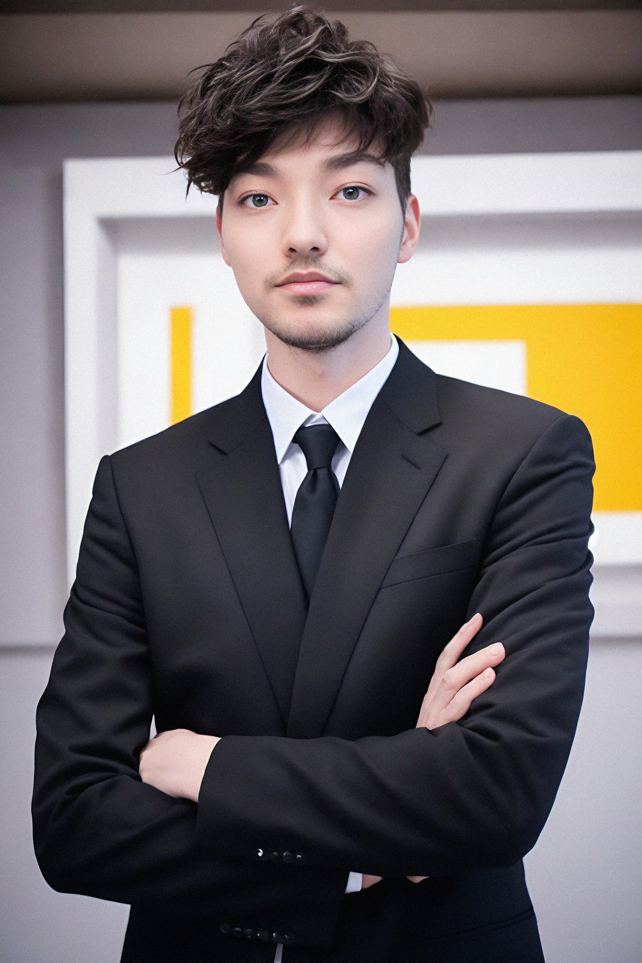 Korean man (with black hair) (as korean kpop k-pop idol) posing for ...