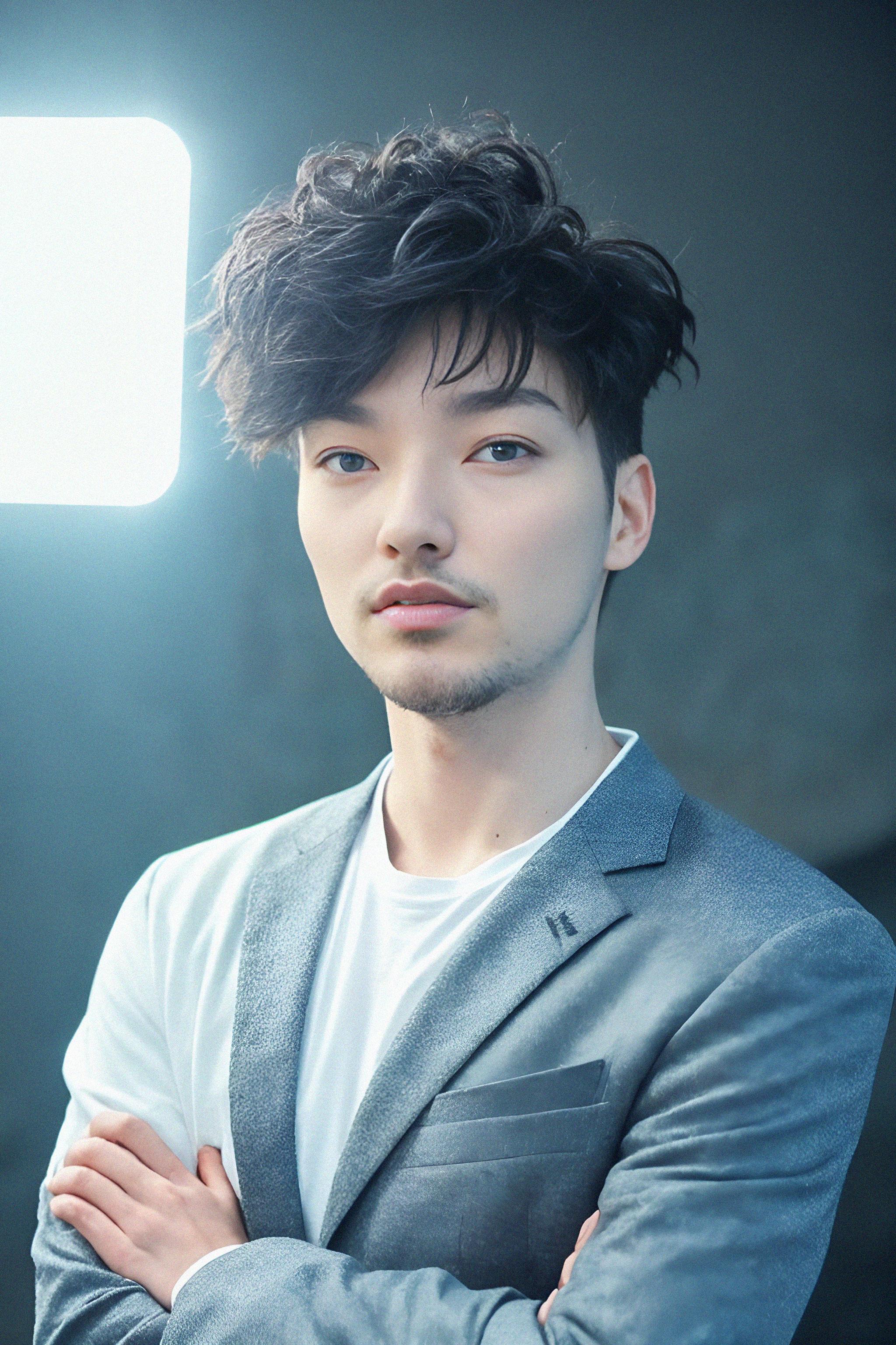 Korean man (with black hair) (as korean kpop k-pop idol) posing for ...