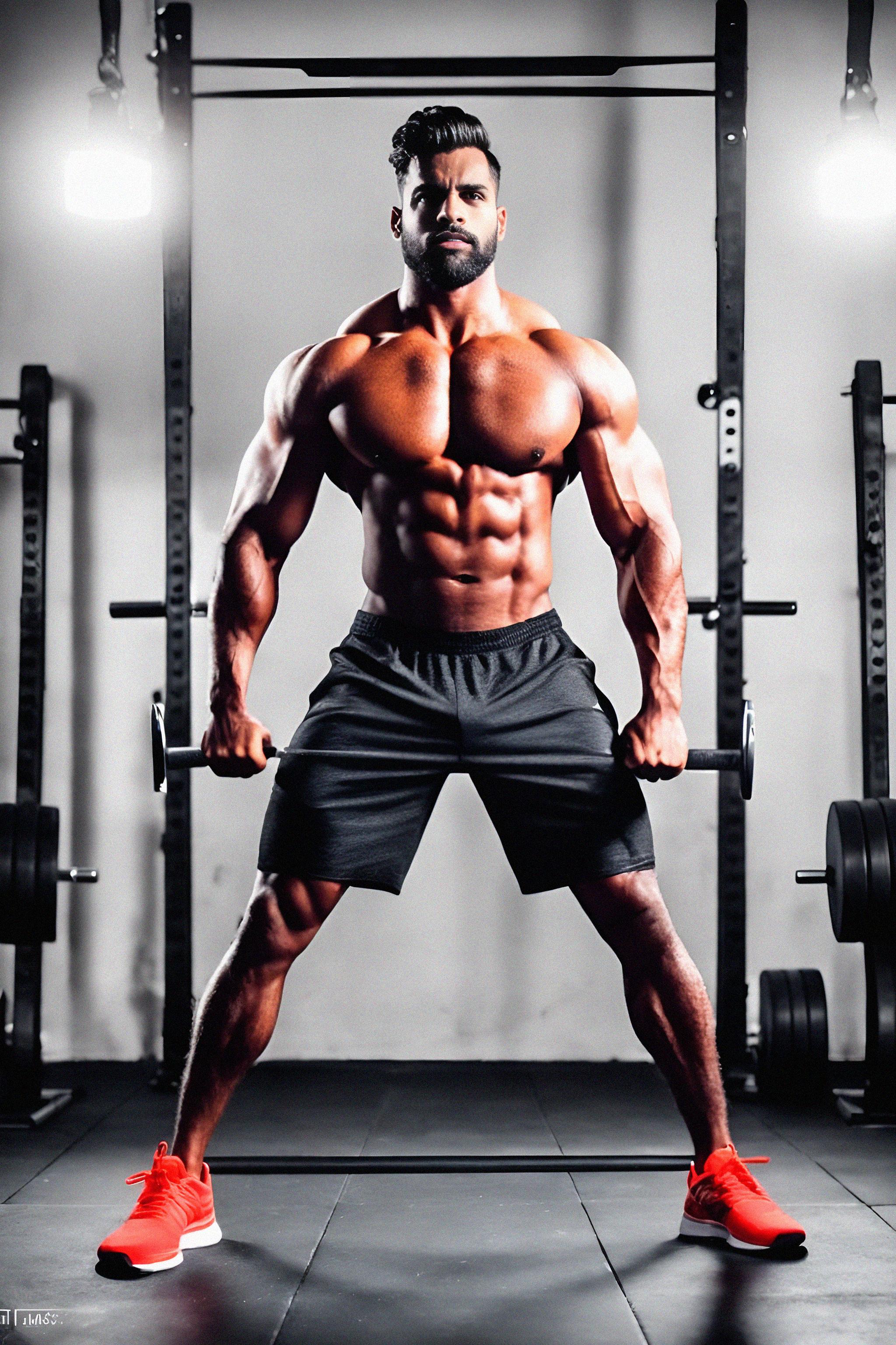 A fit male man as fitness influencer executing a deadlift with perfect ...