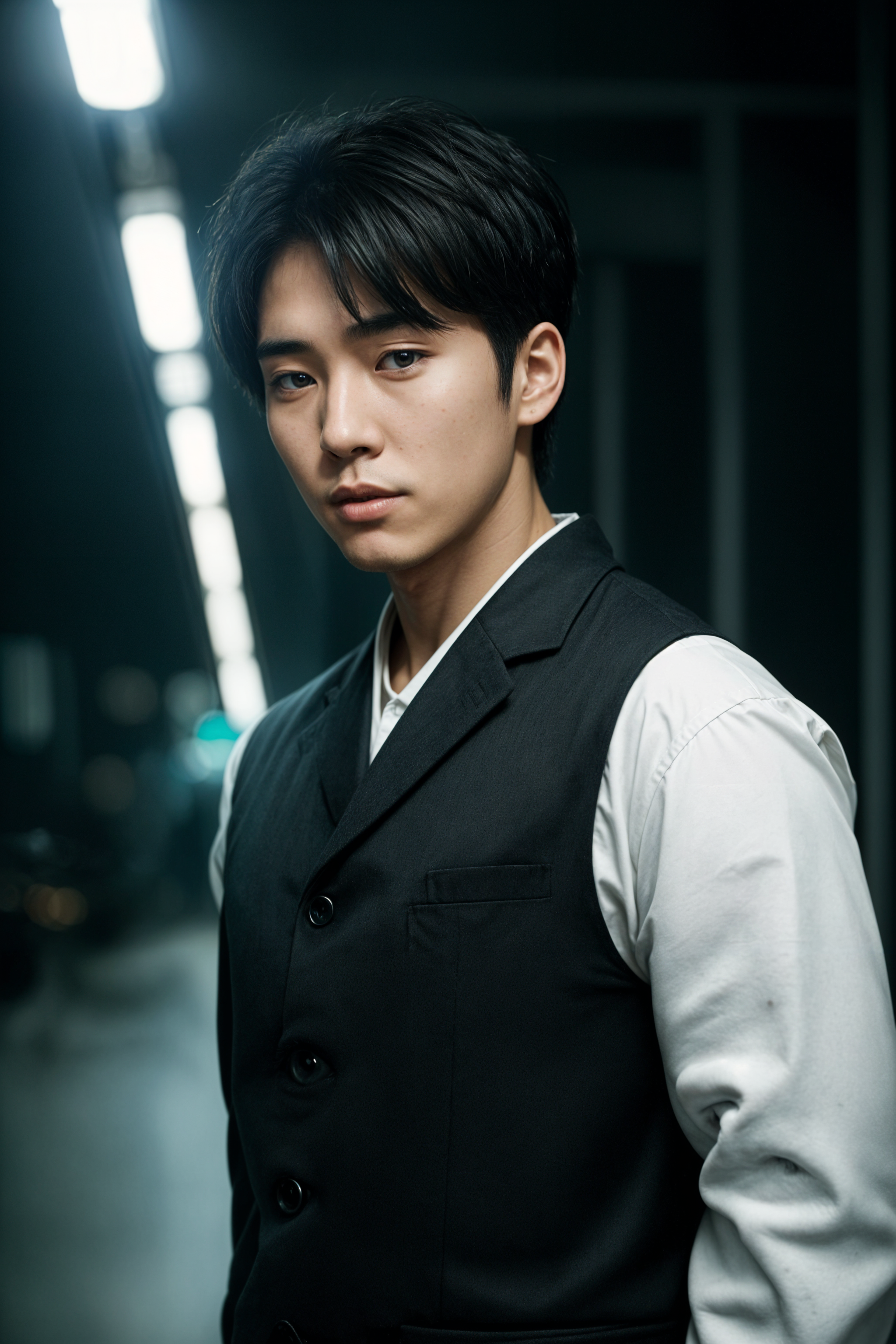 Korean man (with black hair) (as korean kpop k-pop idol) posing for ...