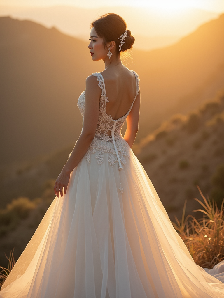 Wedding photoshoot in a breathtaking location. Model wearing a stunning ...