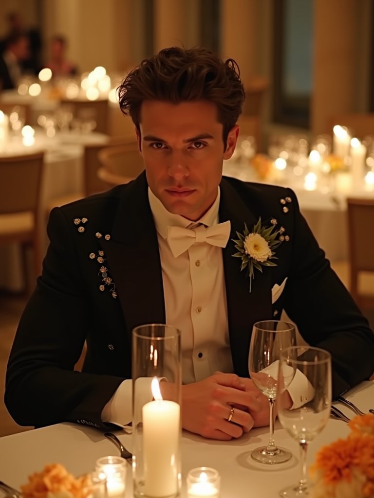 Man dining at the lavish Met Gala dinner in the Temple of Dendur ...