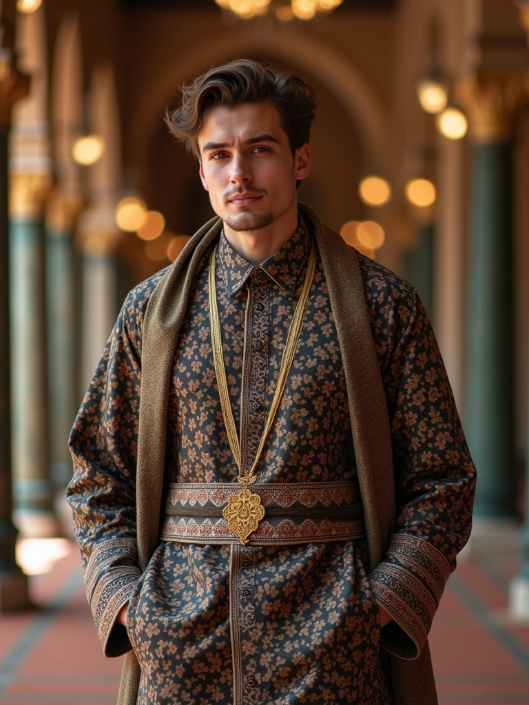 A stunning man in contemporary modest fashion with traditional touches ...