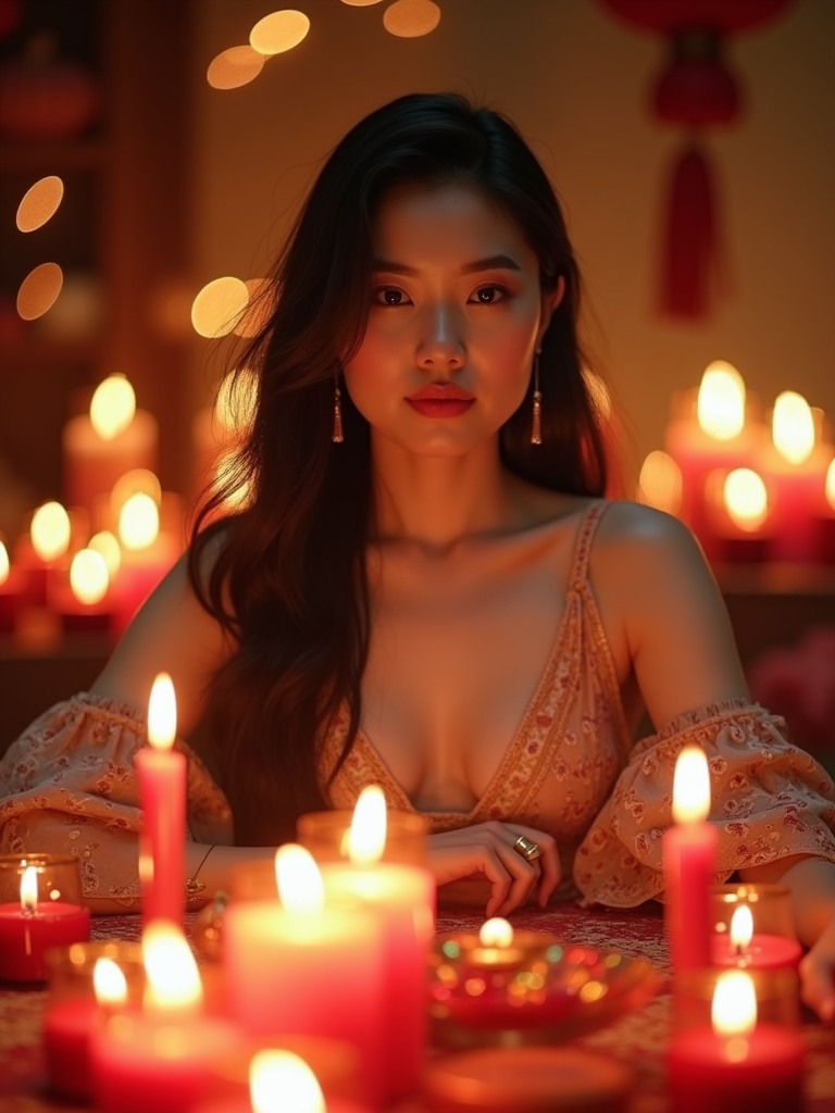 A stunning woman surrounded by beautiful Eid decorations and candles , captur... - #21421616 ...