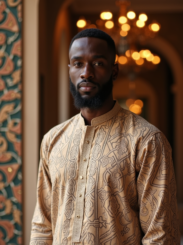 A stunning man in contemporary modest fashion with traditional touches ...