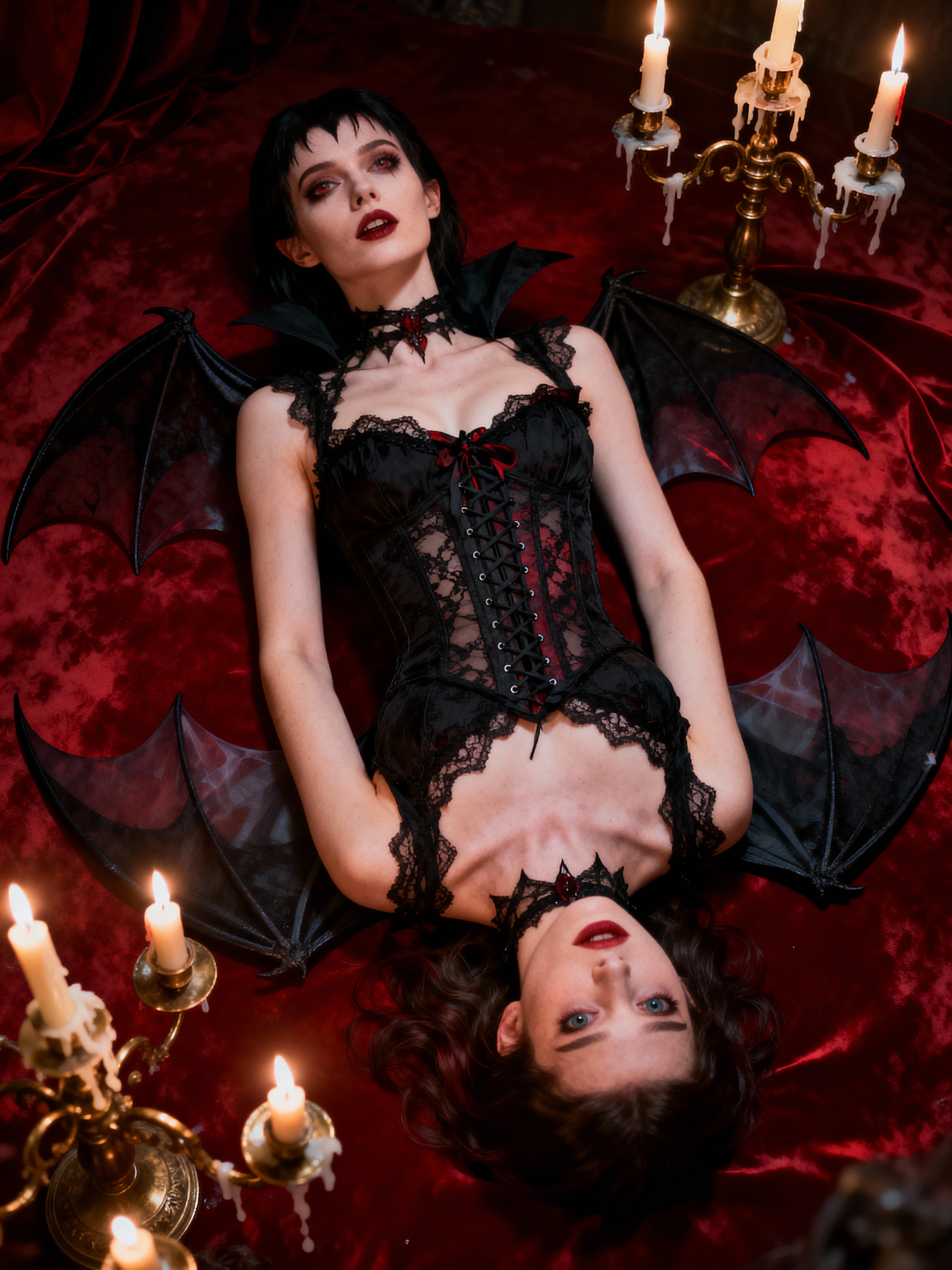 Full body photo of darkly romantic shot of woman in gothic vampire ...