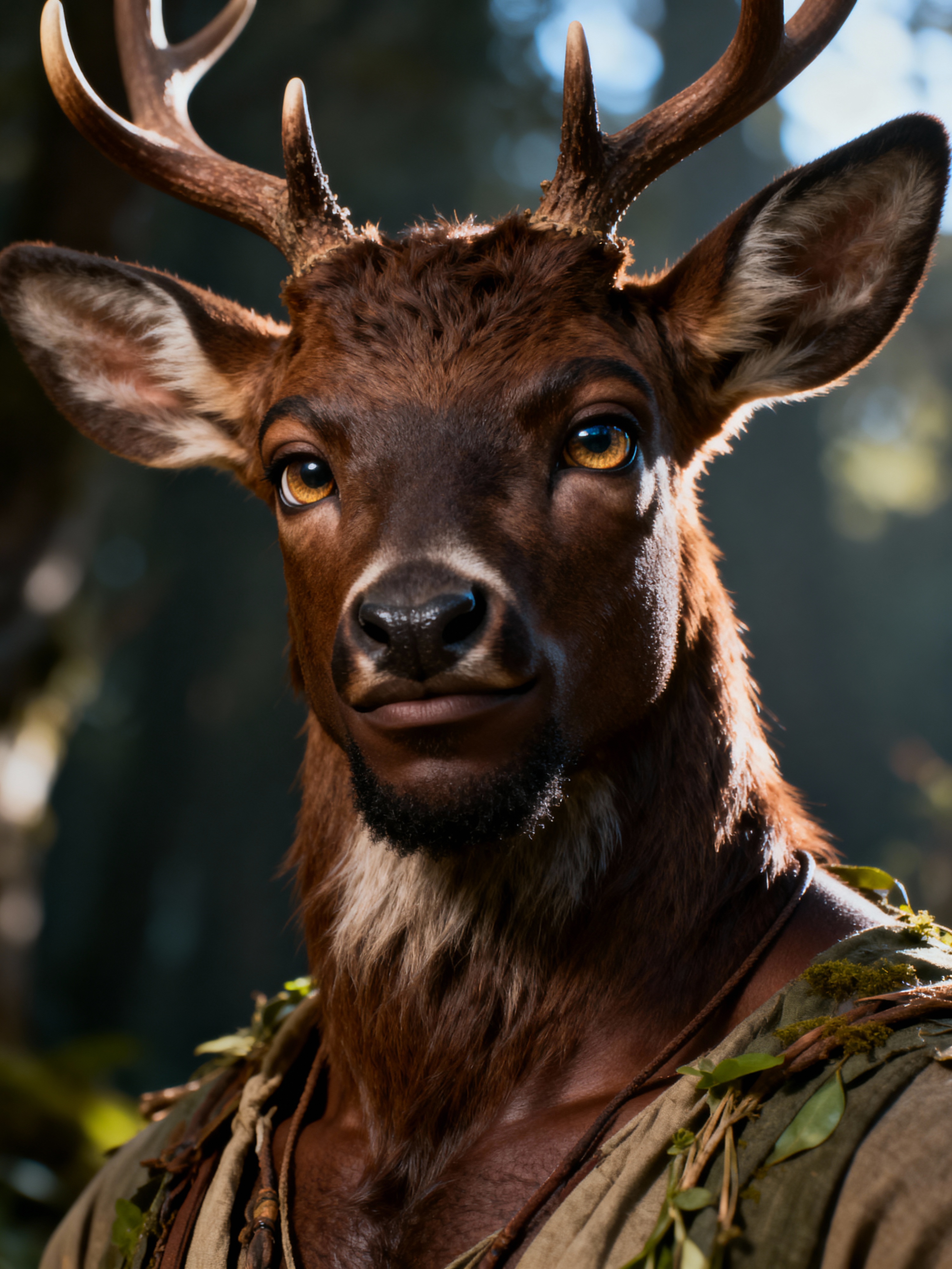 Furry character of deer fursona of man with noble stag features with ...