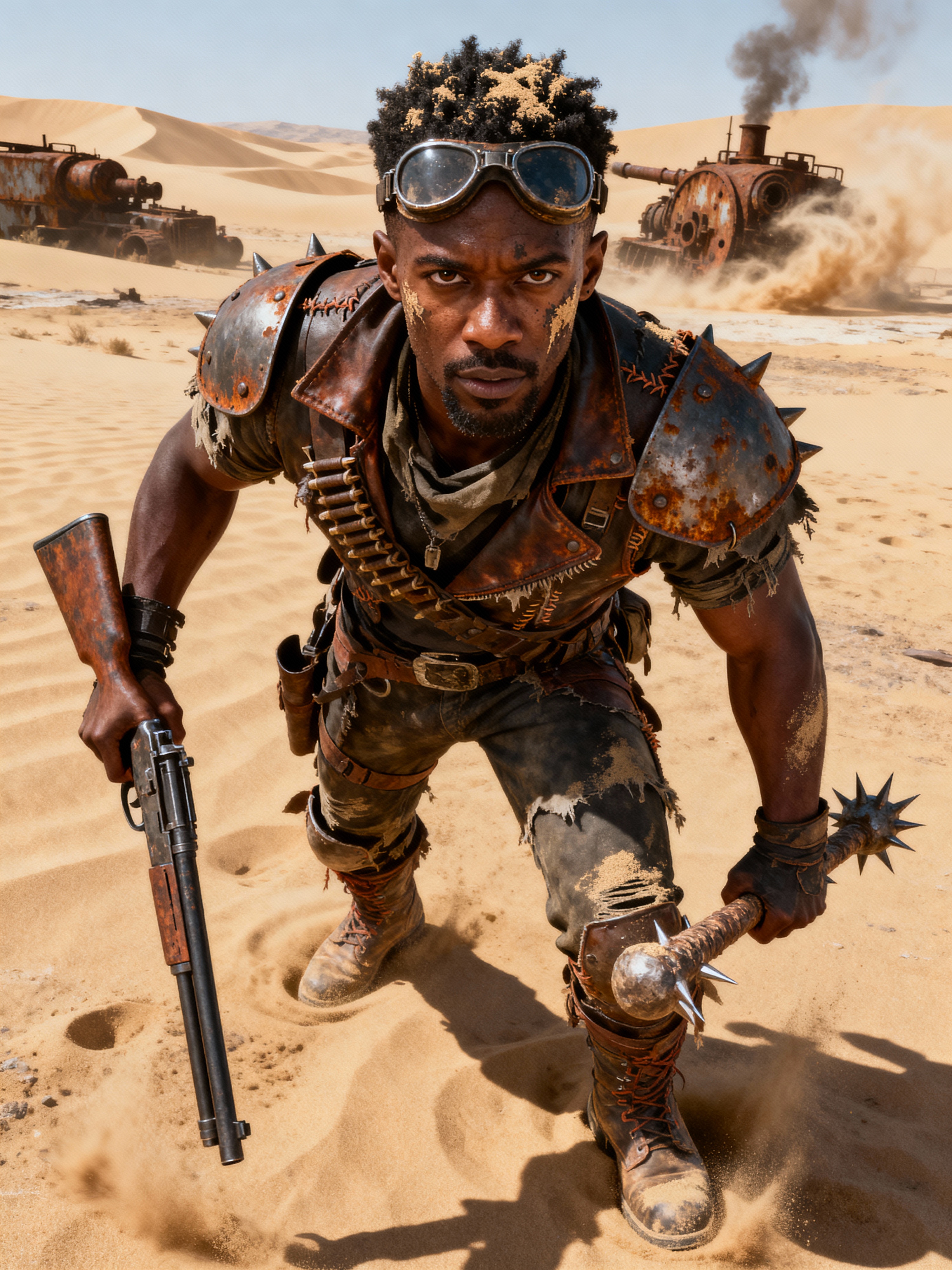 Man in style of mad max warrior in desert _ unreal _ 5 _ daz. _ rpg ...